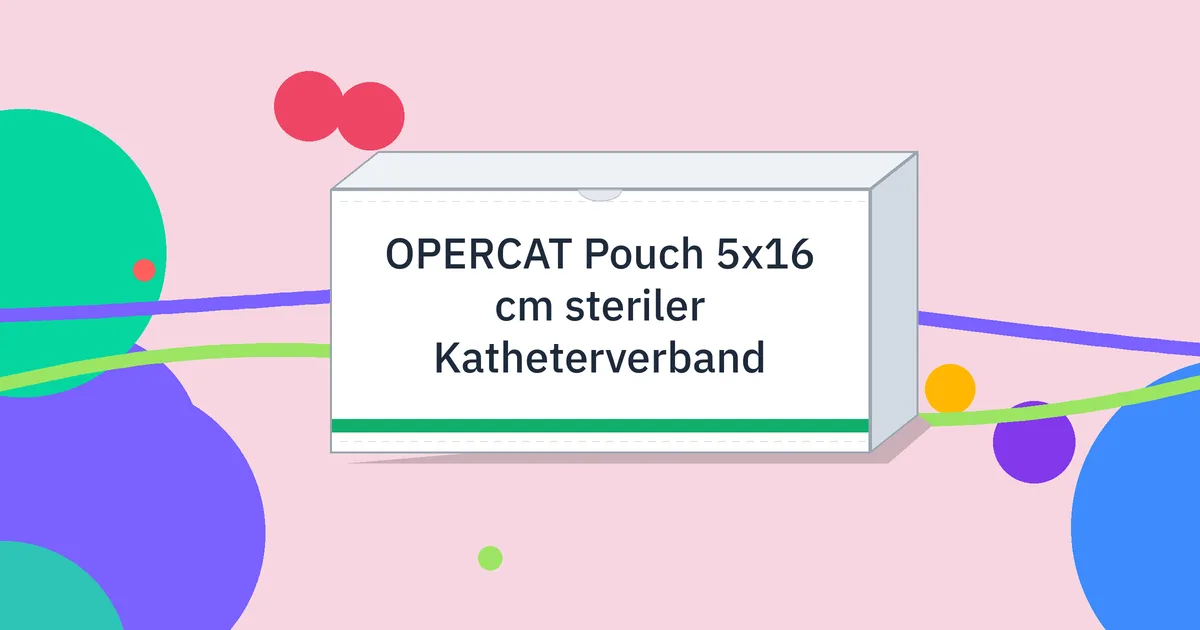 Symbolbild: Packung mit der Aufschrift OPERCAT Pouch 5x16 cm steriler Katheterverband (PZN 17400614) – Verfügbarkeit und Bezug in Apotheken in Frankfurt am Main