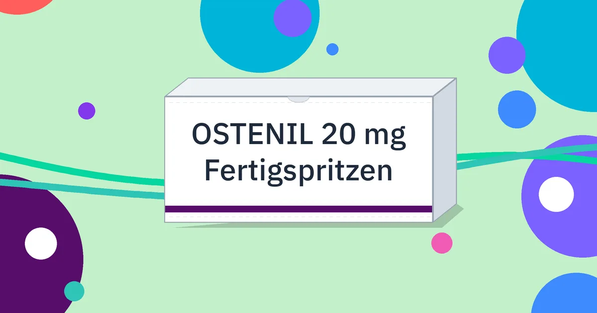 Symbolbild: Packung mit der Aufschrift OSTENIL 20 mg Fertigspritzen (PZN 09395313) – Verfügbarkeit und Bezug in Apotheken in Frankfurt am Main