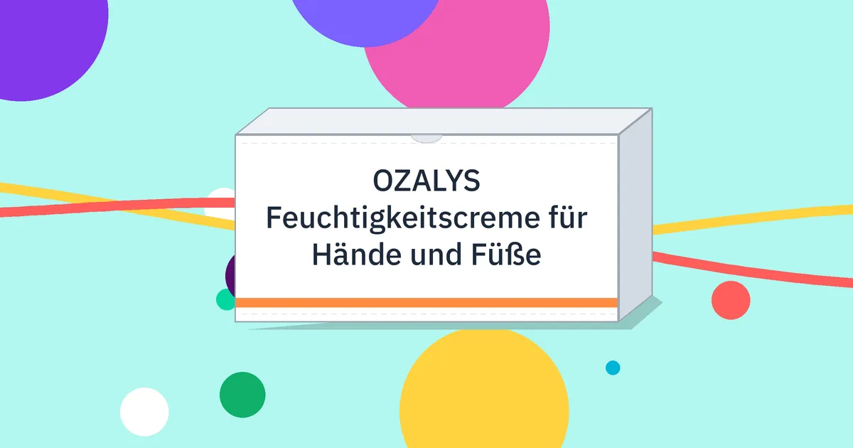 Symbolbild: Packung mit der Aufschrift OZALYS Feuchtigkeitscreme für Hände und Füße (PZN 19985903) – Verfügbarkeit und Bezug in Apotheken in Frankfurt am Main