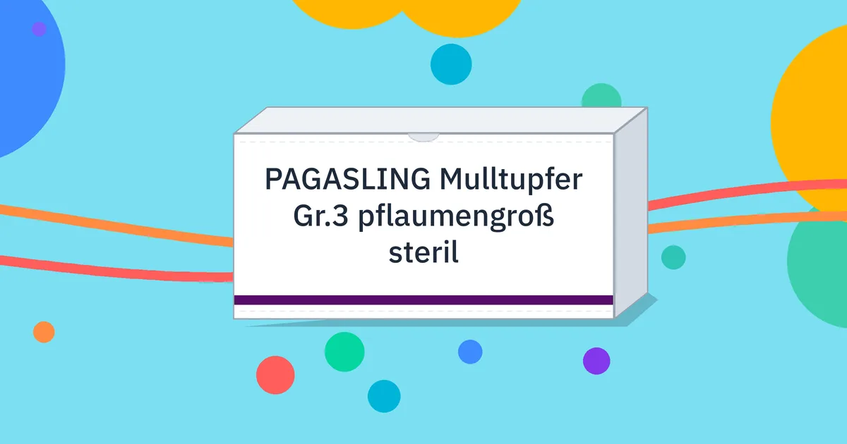 Symbolbild: Packung mit der Aufschrift PAGASLING Mulltupfer Gr.3 pflaumengroß steril (PZN 15376739) – Verfügbarkeit und Bezug in Apotheken in Frankfurt am Main