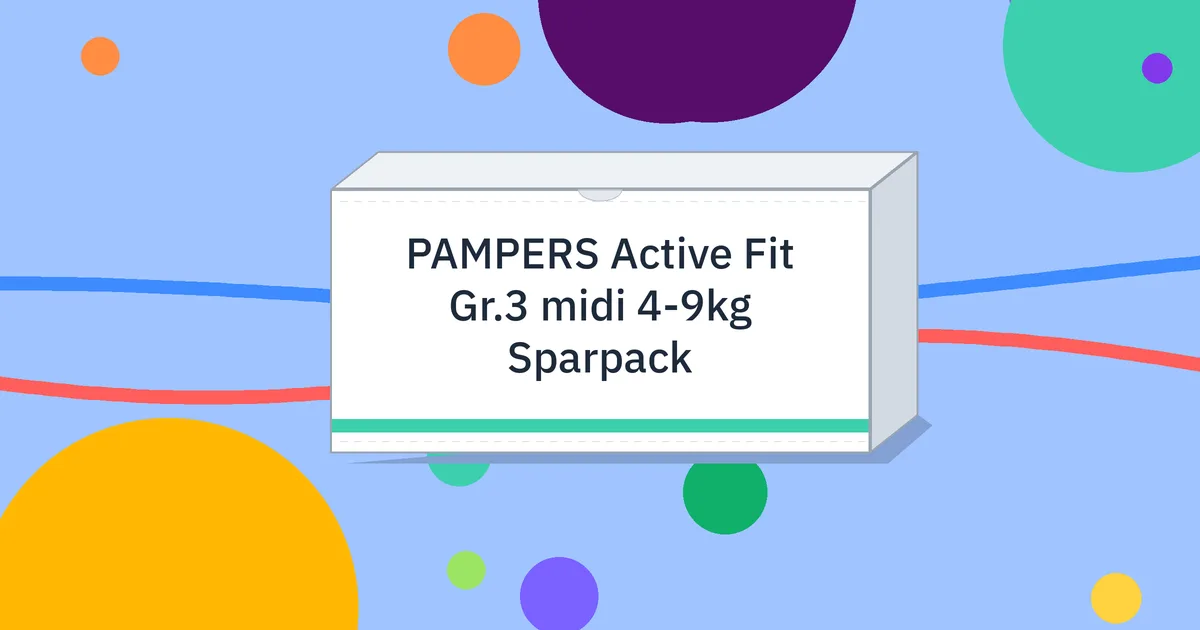 Symbolbild: Packung mit der Aufschrift PAMPERS Active Fit Gr.3 midi 4-9kg Sparpack (PZN 03073206) – Verfügbarkeit und Bezug in Apotheken in Frankfurt am Main