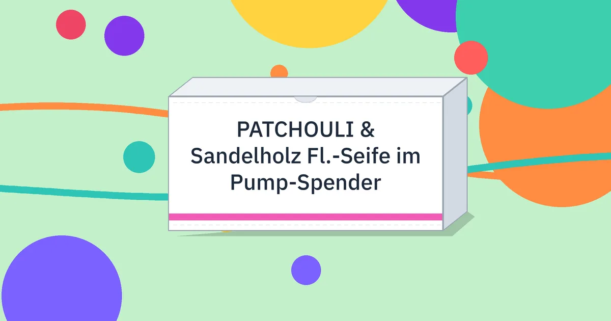 Symbolbild: Packung mit der Aufschrift PATCHOULI & Sandelholz Fl.-Seife im Pump-Spender (PZN 18203910) – Verfügbarkeit und Bezug in Apotheken in Frankfurt am Main