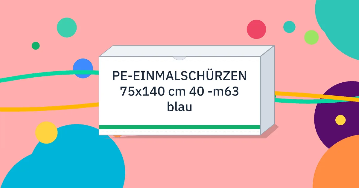 Symbolbild: Packung mit der Aufschrift PE-EINMALSCHÜRZEN 75x140 cm 40 -m63 blau (PZN 11857643) – Verfügbarkeit und Bezug in Apotheken in Frankfurt am Main