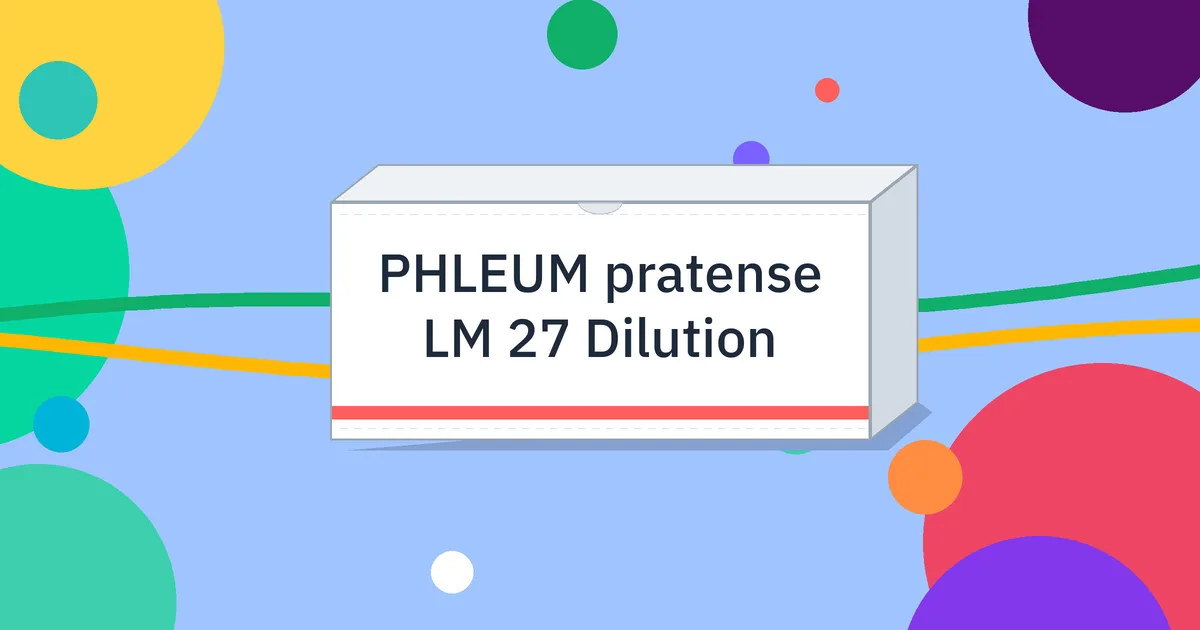 Symbolbild: Packung mit der Aufschrift PHLEUM pratense LM 27 Dilution (PZN 13638974) – Verfügbarkeit und Bezug in Apotheken in Frankfurt am Main