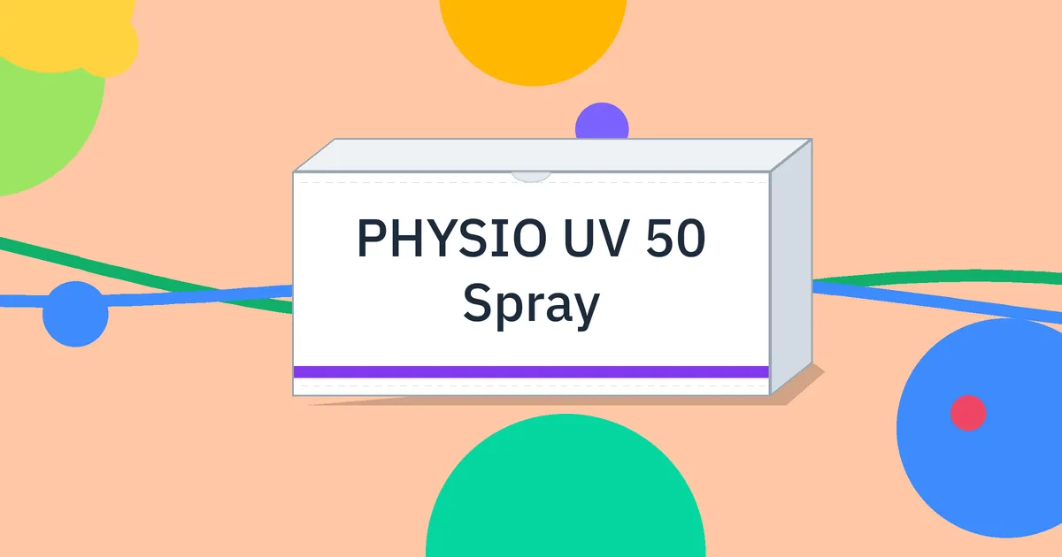 Symbolbild: Packung mit der Aufschrift PHYSIO UV 50 Spray (PZN 10554691) – Verfügbarkeit und Bezug in Apotheken in Frankfurt am Main