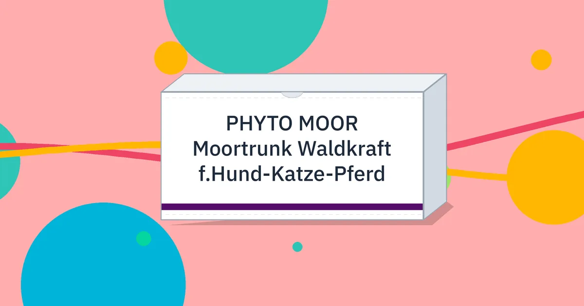 Symbolbild: Packung mit der Aufschrift PHYTO MOOR Moortrunk Waldkraft f.Hund-Katze-Pferd (PZN 20637320) – Verfügbarkeit und Bezug in Apotheken in Frankfurt am Main