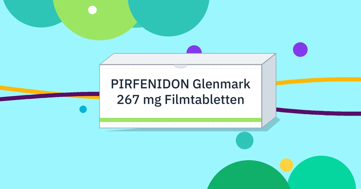 Symbolbild: Packung mit der Aufschrift PIRFENIDON Glenmark 267 mg Filmtabletten (PZN 18371671) – Verfügbarkeit und Bezug in Apotheken in Frankfurt am Main