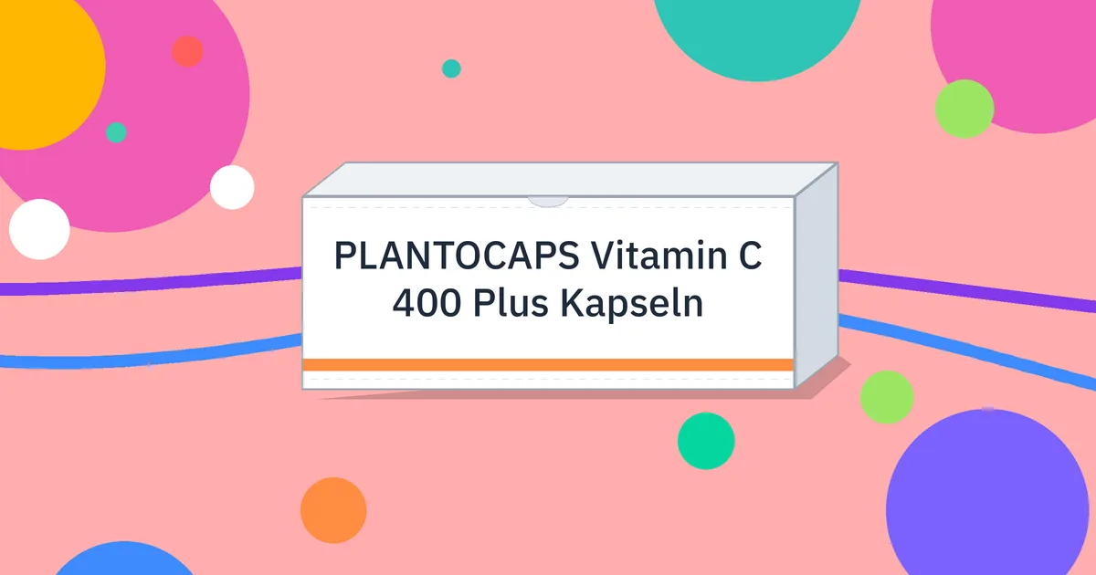 Symbolbild: Packung mit der Aufschrift PLANTOCAPS Vitamin C 400 Plus Kapseln (PZN 20943815) – Verfügbarkeit und Bezug in Apotheken in Frankfurt am Main