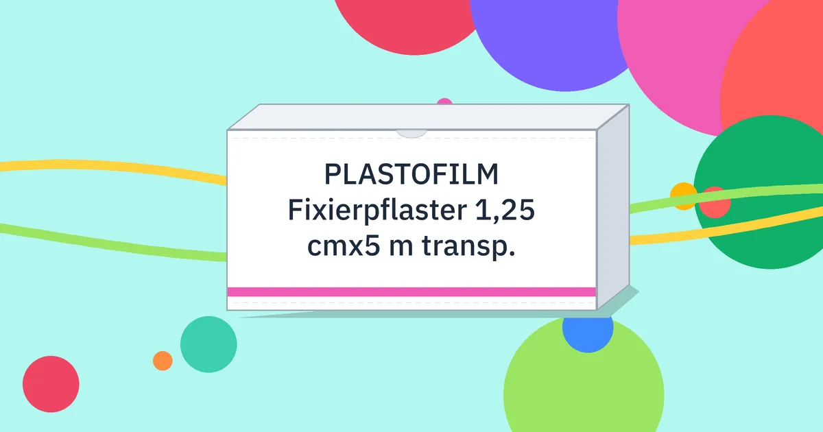 Symbolbild: Packung mit der Aufschrift PLASTOFILM Fixierpflaster 1,25 cmx5 m transp. (PZN 07572900) – Verfügbarkeit und Bezug in Apotheken in Frankfurt am Main