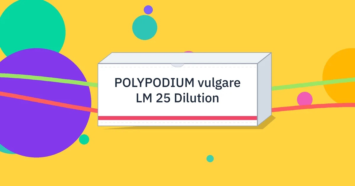 Symbolbild: Packung mit der Aufschrift POLYPODIUM vulgare LM 25 Dilution (PZN 13663512) – Verfügbarkeit und Bezug in Apotheken in Frankfurt am Main