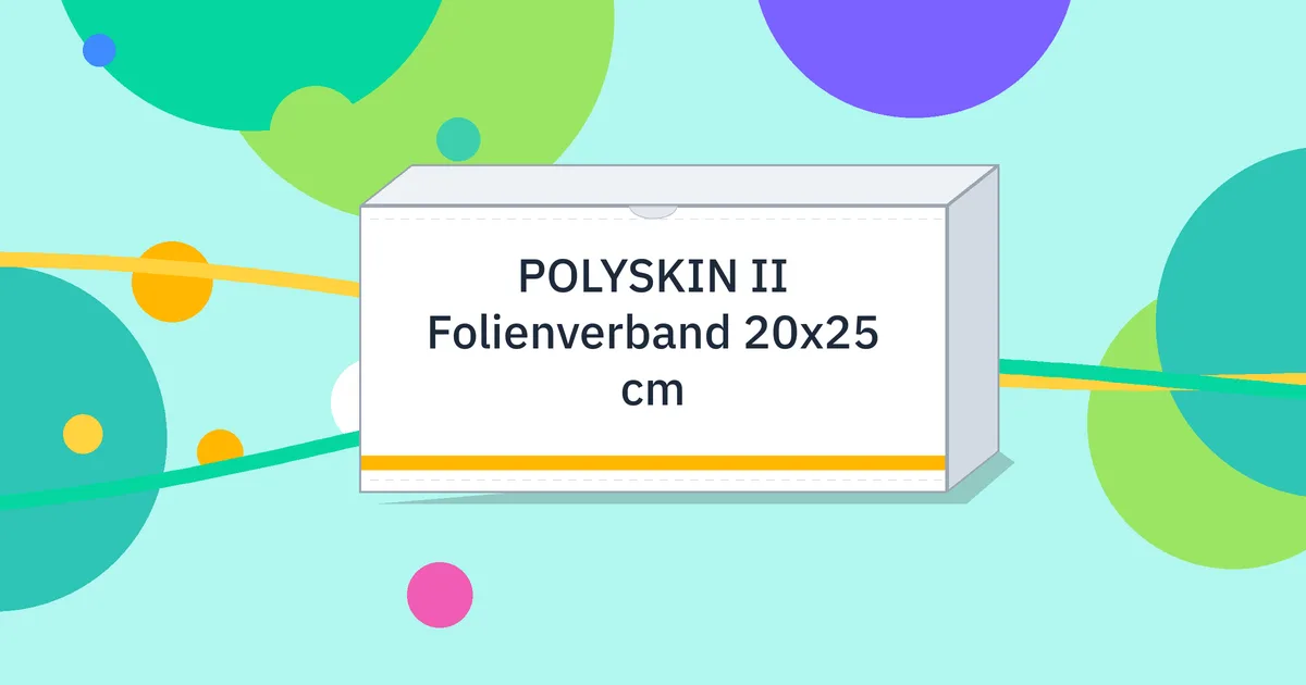 Symbolbild: Packung mit der Aufschrift POLYSKIN II Folienverband 20x25 cm (PZN 10145604) – Verfügbarkeit und Bezug in Apotheken in Frankfurt am Main