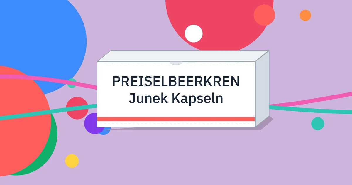 Symbolbild: Packung mit der Aufschrift PREISELBEERKREN Junek Kapseln (PZN 10307260) – Verfügbarkeit und Bezug in Apotheken in Frankfurt am Main