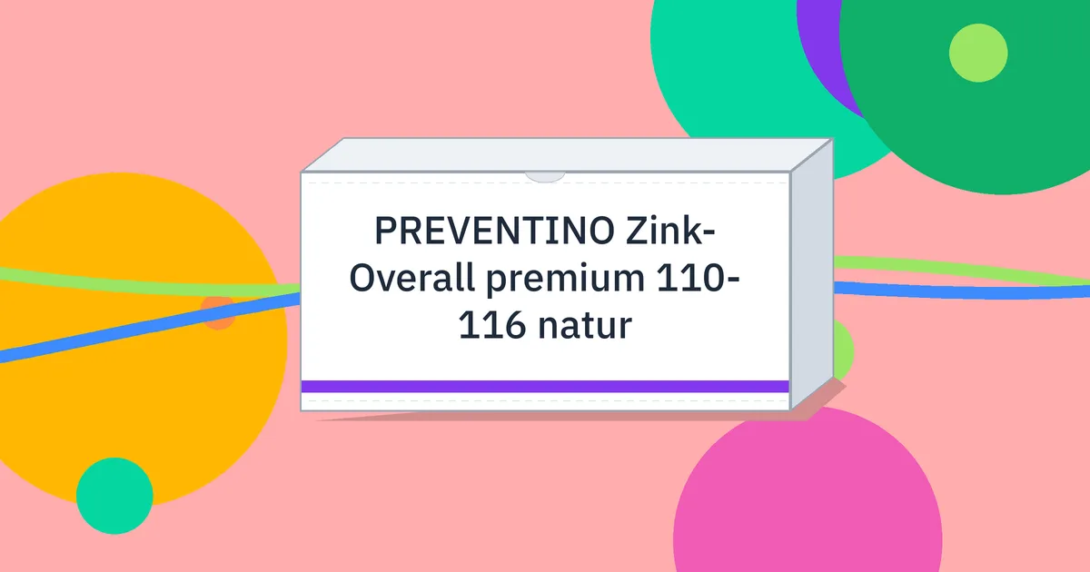 Symbolbild: Packung mit der Aufschrift PREVENTINO Zink-Overall premium 110-116 natur (PZN 12446557) – Verfügbarkeit und Bezug in Apotheken in Frankfurt am Main