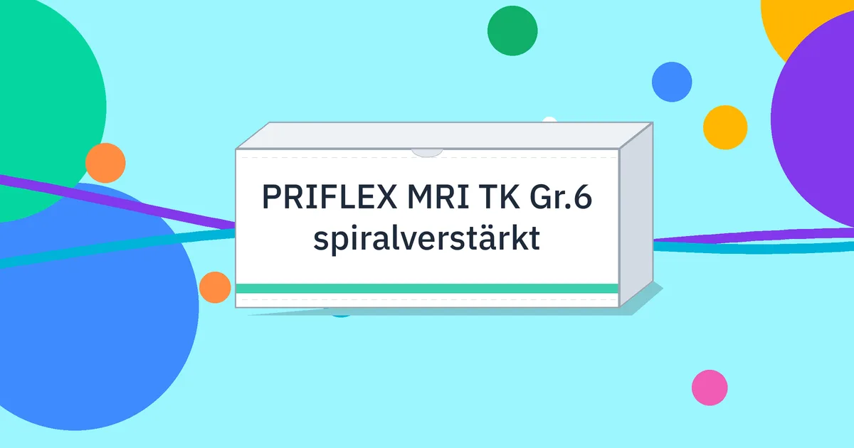 Symbolbild: Packung mit der Aufschrift PRIFLEX MRI TK Gr.6 spiralverstärkt (PZN 11091307) – Verfügbarkeit und Bezug in Apotheken in Frankfurt am Main