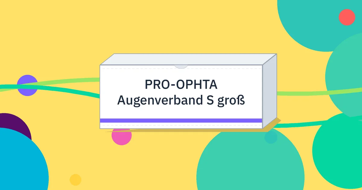 Symbolbild: Packung mit der Aufschrift PRO-OPHTA Augenverband S groß (PZN 19703307) – Verfügbarkeit und Bezug in Apotheken in Frankfurt am Main