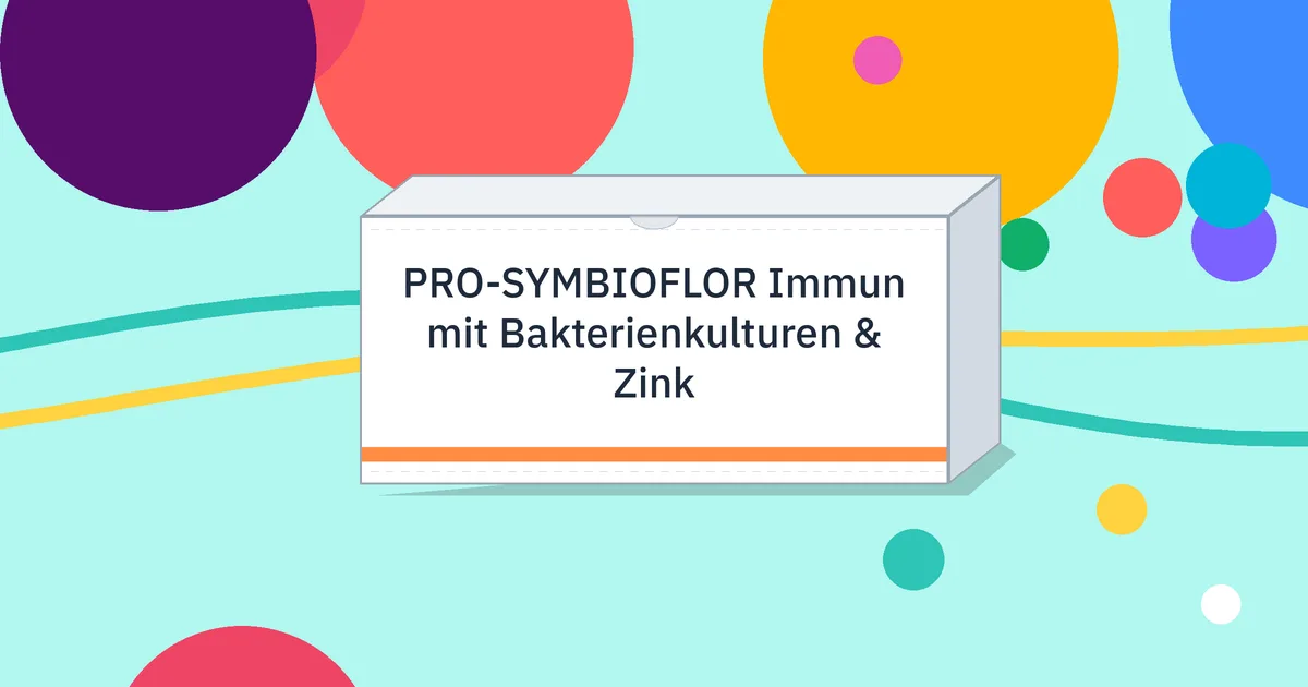 Symbolbild: Packung mit der Aufschrift PRO-SYMBIOFLOR Immun mit Bakterienkulturen & Zink (PZN 17991785) – Verfügbarkeit und Bezug in Apotheken in Frankfurt am Main