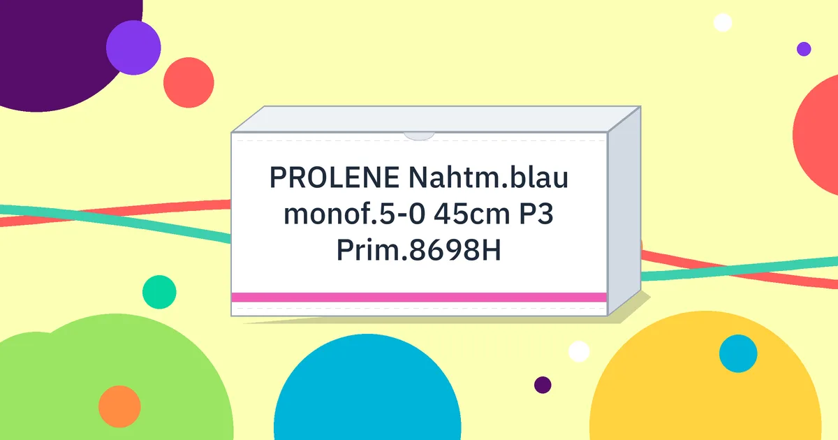 Symbolbild: Packung mit der Aufschrift PROLENE Nahtm.blau monof.5-0 45cm P3 Prim.8698H (PZN 16255624) – Verfügbarkeit und Bezug in Apotheken in Frankfurt am Main