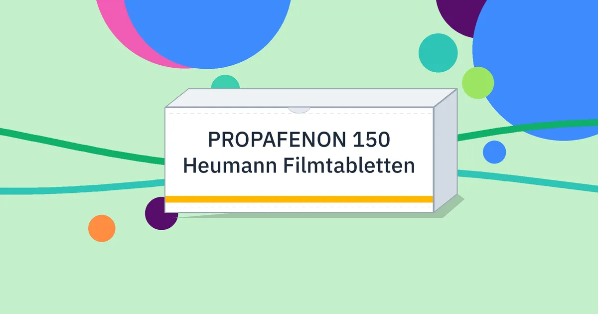 Symbolbild: Packung mit der Aufschrift PROPAFENON 150 Heumann Filmtabletten (PZN 04473126) – Verfügbarkeit und Bezug in Apotheken in Frankfurt am Main