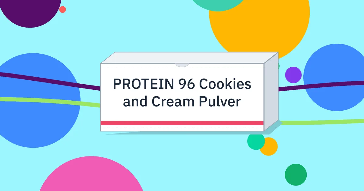 Symbolbild: Packung mit der Aufschrift PROTEIN 96 Cookies and Cream Pulver (PZN 10534240) – Verfügbarkeit und Bezug in Apotheken in Frankfurt am Main