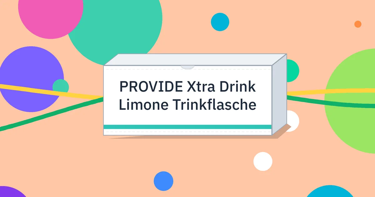 Symbolbild: Packung mit der Aufschrift PROVIDE Xtra Drink Limone Trinkflasche (PZN 06411974) – Verfügbarkeit und Bezug in Apotheken in Frankfurt am Main