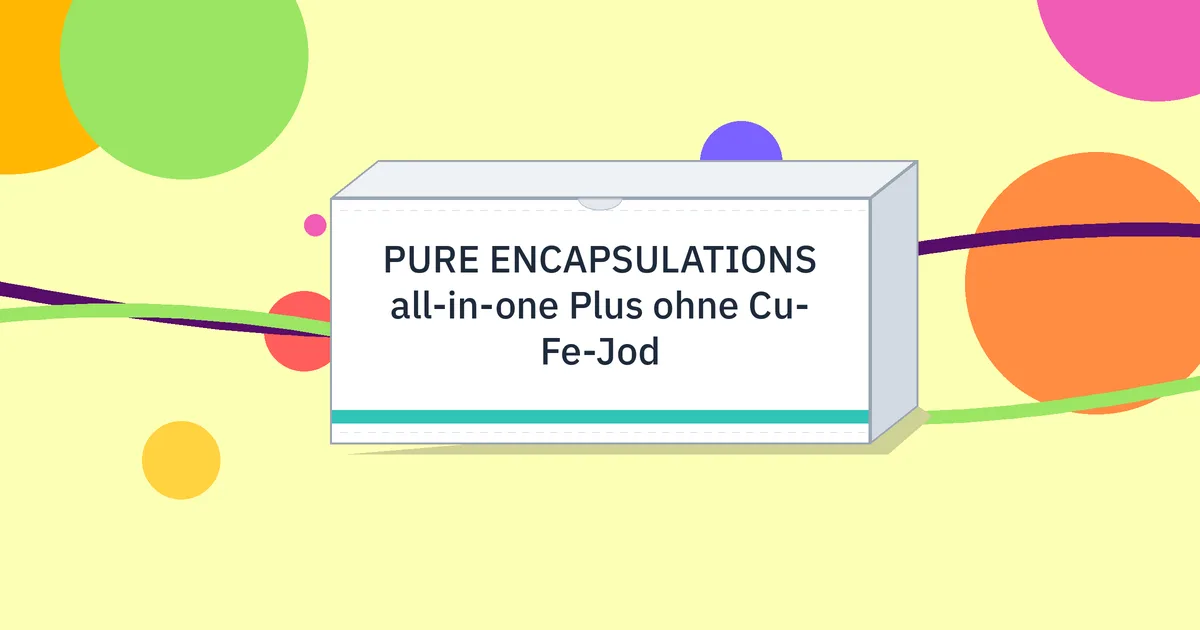Symbolbild: Packung mit der Aufschrift PURE ENCAPSULATIONS all-in-one Plus ohne Cu-Fe-Jod (PZN 18701097) – Verfügbarkeit und Bezug in Apotheken in Frankfurt am Main