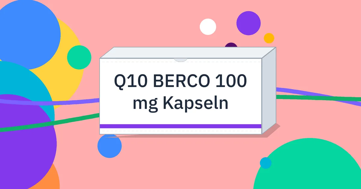 Symbolbild: Packung mit der Aufschrift Q10 BERCO 100 mg Kapseln (PZN 09695587) – Verfügbarkeit und Bezug in Apotheken in Frankfurt am Main