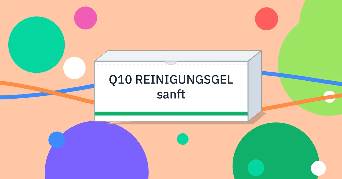 Symbolbild: Packung mit der Aufschrift Q10 REINIGUNGSGEL sanft (PZN 06943748) – Verfügbarkeit und Bezug in Apotheken in Frankfurt am Main