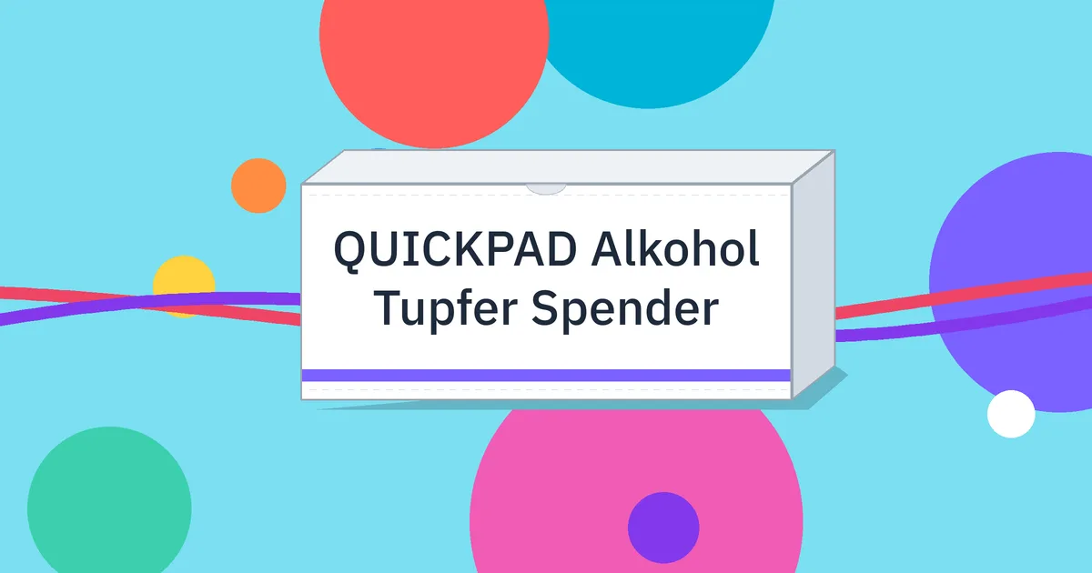 Symbolbild: Packung mit der Aufschrift QUICKPAD Alkohol Tupfer Spender (PZN 00177589) – Verfügbarkeit und Bezug in Apotheken in Frankfurt am Main