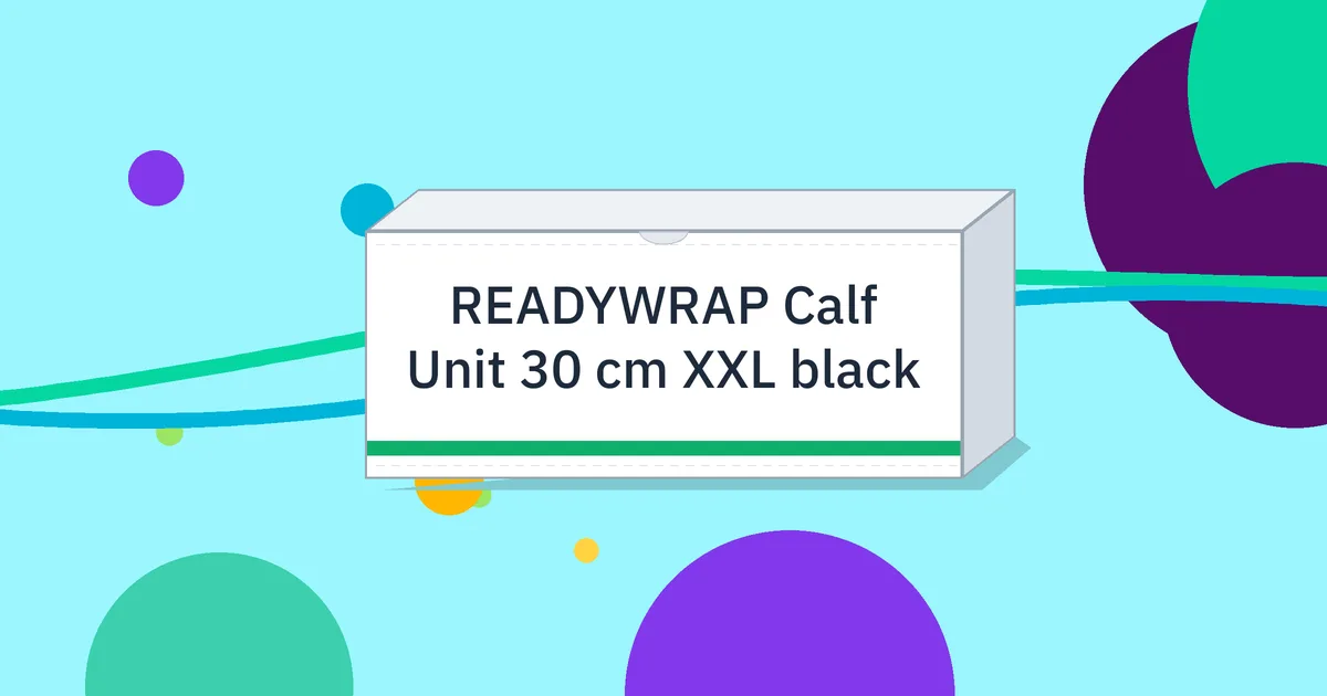Symbolbild: Packung mit der Aufschrift READYWRAP Calf Unit 30 cm XXL black (PZN 16567507) – Verfügbarkeit und Bezug in Apotheken in Frankfurt am Main