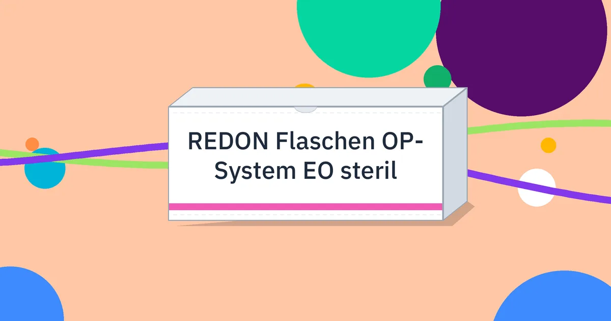 Symbolbild: Packung mit der Aufschrift REDON Flaschen OP-System EO steril (PZN 00636324) – Verfügbarkeit und Bezug in Apotheken in Frankfurt am Main