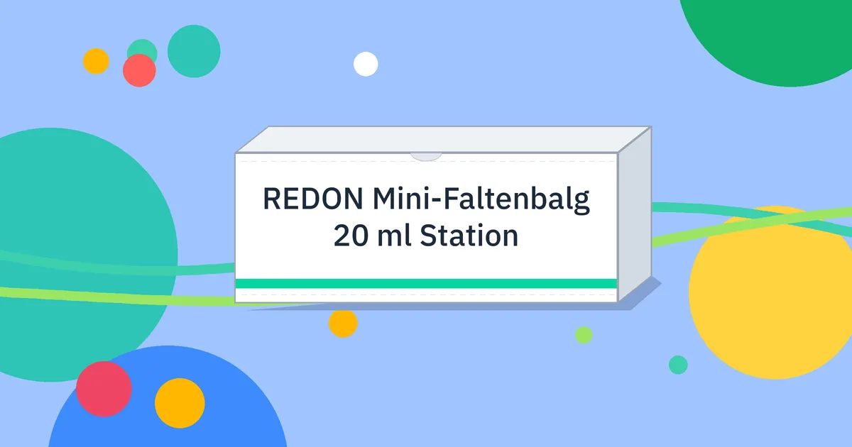Symbolbild: Packung mit der Aufschrift REDON Mini-Faltenbalg 20 ml Station (PZN 13861991) – Verfügbarkeit und Bezug in Apotheken in Frankfurt am Main