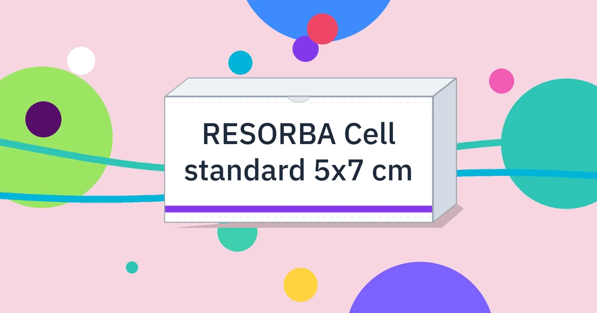 Symbolbild: Packung mit der Aufschrift RESORBA Cell standard 5x7 cm (PZN 04122906) – Verfügbarkeit und Bezug in Apotheken in Frankfurt am Main