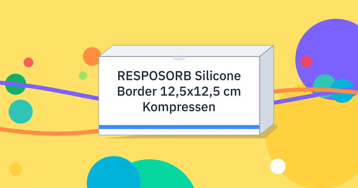 Symbolbild: Packung mit der Aufschrift RESPOSORB Silicone Border 12,5x12,5 cm Kompressen (PZN 20717970) – Verfügbarkeit und Bezug in Apotheken in Frankfurt am Main