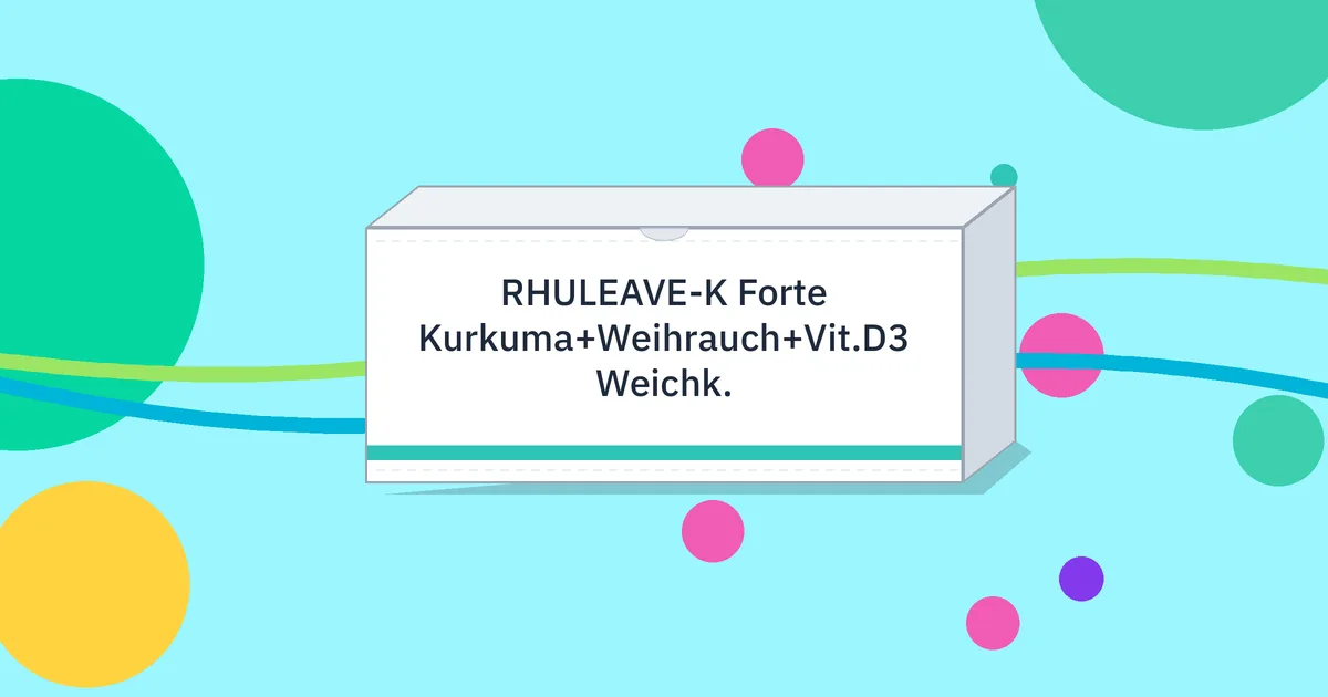 Symbolbild: Packung mit der Aufschrift RHULEAVE-K Forte Kurkuma+Weihrauch+Vit.D3 Weichk. (PZN 19898423) – Verfügbarkeit und Bezug in Apotheken in Frankfurt am Main