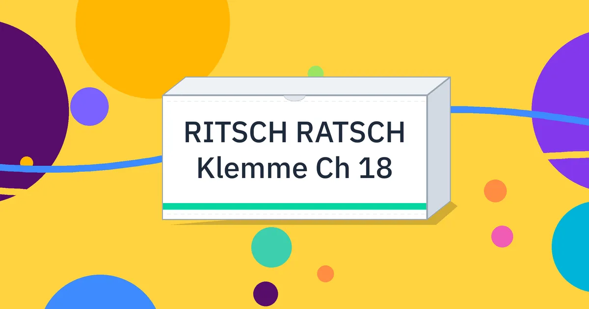 Symbolbild: Packung mit der Aufschrift RITSCH RATSCH Klemme Ch 18 (PZN 09101688) – Verfügbarkeit und Bezug in Apotheken in Frankfurt am Main