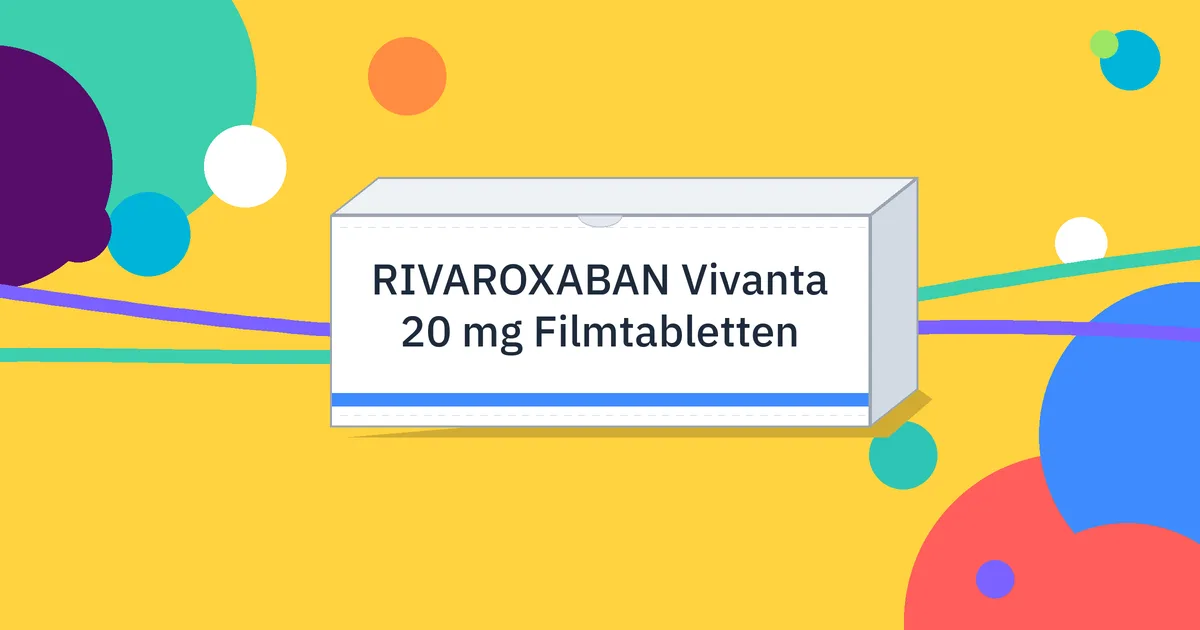 Symbolbild: Packung mit der Aufschrift RIVAROXABAN Vivanta 20 mg Filmtabletten (PZN 20113396) – Verfügbarkeit und Bezug in Apotheken in Frankfurt am Main
