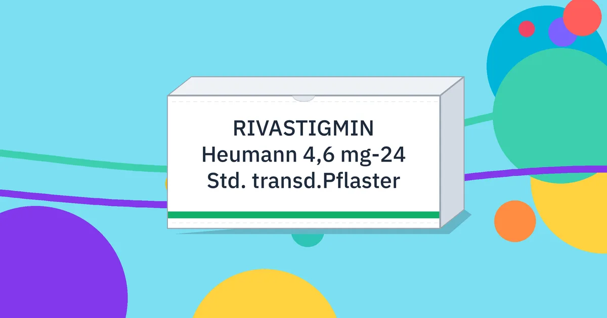 Symbolbild: Packung mit der Aufschrift RIVASTIGMIN Heumann 4,6 mg-24 Std. transd.Pflaster (PZN 10181221) – Verfügbarkeit und Bezug in Apotheken in Frankfurt am Main