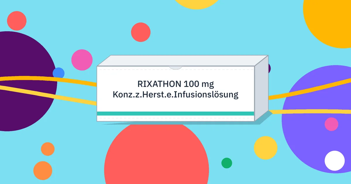 Symbolbild: Packung mit der Aufschrift RIXATHON 100 mg Konz.z.Herst.e.Infusionslösung (PZN 16687789) – Verfügbarkeit und Bezug in Apotheken in Frankfurt am Main