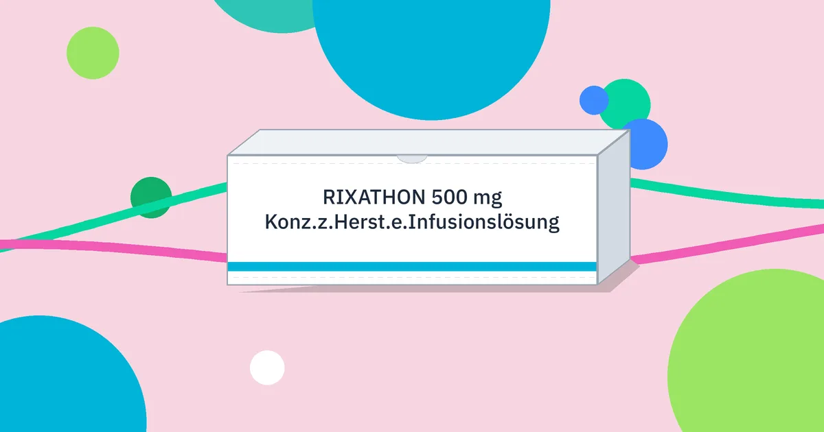Symbolbild: Packung mit der Aufschrift RIXATHON 500 mg Konz.z.Herst.e.Infusionslösung (PZN 19752300) – Verfügbarkeit und Bezug in Apotheken in Frankfurt am Main
