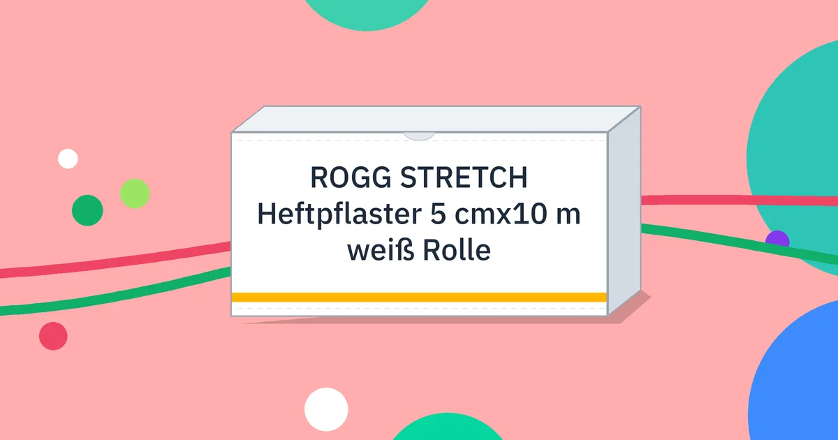 Symbolbild: Packung mit der Aufschrift ROGG STRETCH Heftpflaster 5 cmx10 m weiß Rolle (PZN 07150406) – Verfügbarkeit und Bezug in Apotheken in Frankfurt am Main