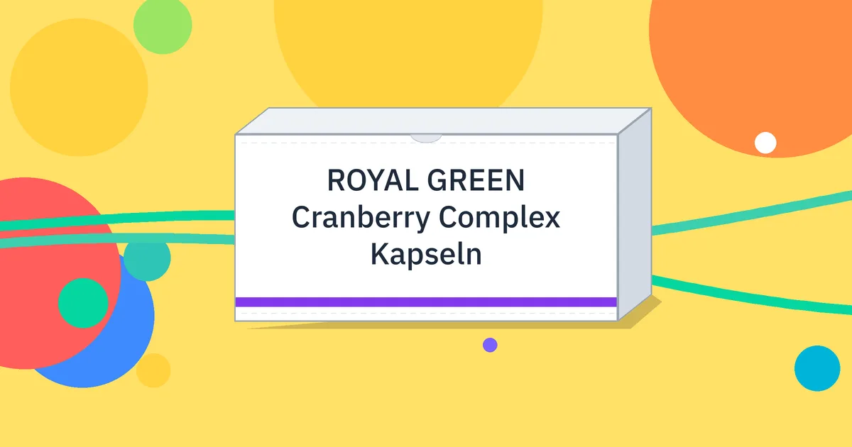 Symbolbild: Packung mit der Aufschrift ROYAL GREEN Cranberry Complex Kapseln (PZN 20175799) – Verfügbarkeit und Bezug in Apotheken in Frankfurt am Main