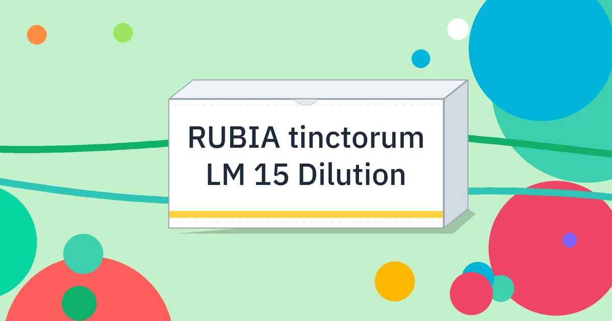 Symbolbild: Packung mit der Aufschrift RUBIA tinctorum LM 15 Dilution (PZN 13056781) – Verfügbarkeit und Bezug in Apotheken in Frankfurt am Main