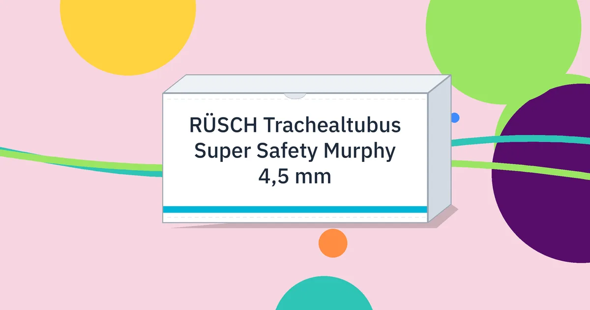 Symbolbild: Packung mit der Aufschrift RÜSCH Trachealtubus Super Safety Murphy 4,5 mm (PZN 07421153) – Verfügbarkeit und Bezug in Apotheken in Frankfurt am Main