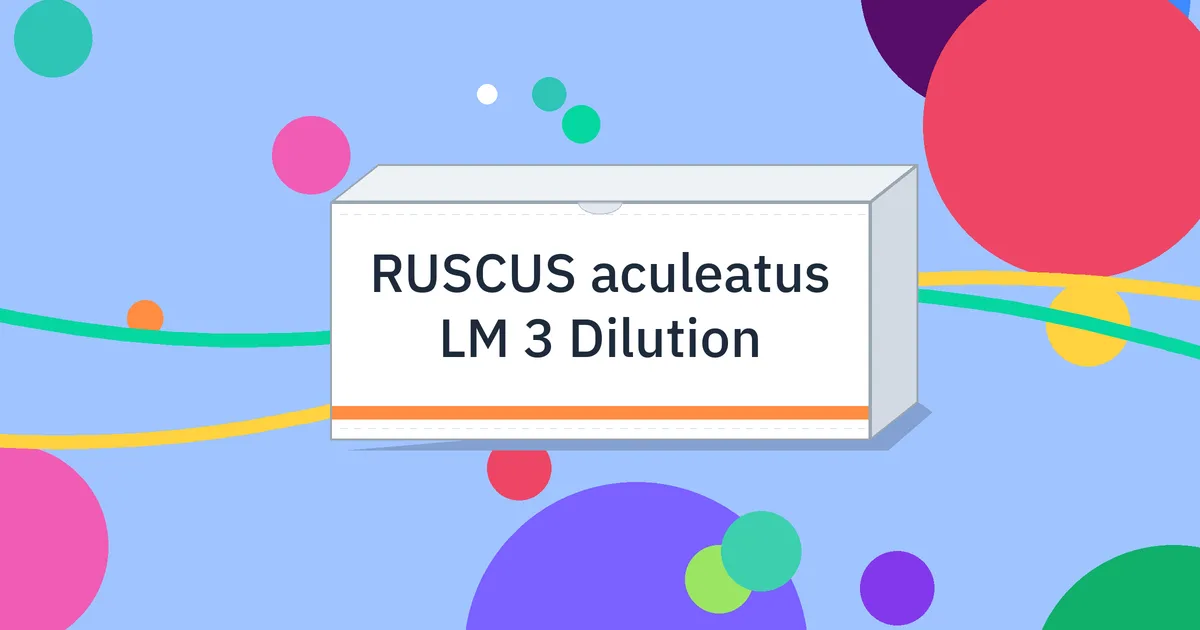 Symbolbild: Packung mit der Aufschrift RUSCUS aculeatus LM 3 Dilution (PZN 13173156) – Verfügbarkeit und Bezug in Apotheken in Frankfurt am Main