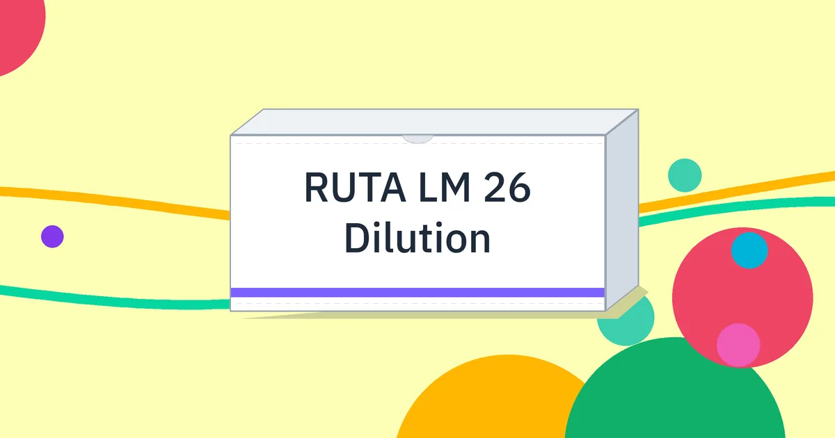 Symbolbild: Packung mit der Aufschrift RUTA LM 26 Dilution (PZN 13173831) – Verfügbarkeit und Bezug in Apotheken in Frankfurt am Main