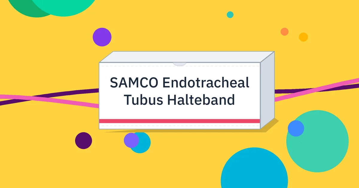 Symbolbild: Packung mit der Aufschrift SAMCO Endotracheal Tubus Halteband (PZN 09888412) – Verfügbarkeit und Bezug in Apotheken in Frankfurt am Main