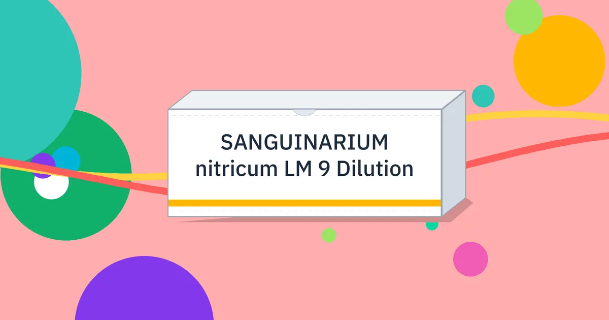 Symbolbild: Packung mit der Aufschrift SANGUINARIUM nitricum LM 9 Dilution (PZN 13181670) – Verfügbarkeit und Bezug in Apotheken in Frankfurt am Main