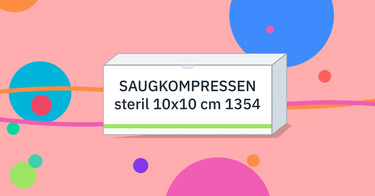 Symbolbild: Packung mit der Aufschrift SAUGKOMPRESSEN steril 10x10 cm 1354 (PZN 17833454) – Verfügbarkeit und Bezug in Apotheken in Frankfurt am Main