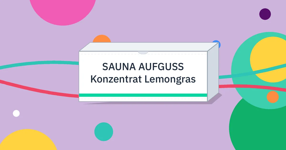 Symbolbild: Packung mit der Aufschrift SAUNA AUFGUSS Konzentrat Lemongras (PZN 05918406) – Verfügbarkeit und Bezug in Apotheken in Frankfurt am Main