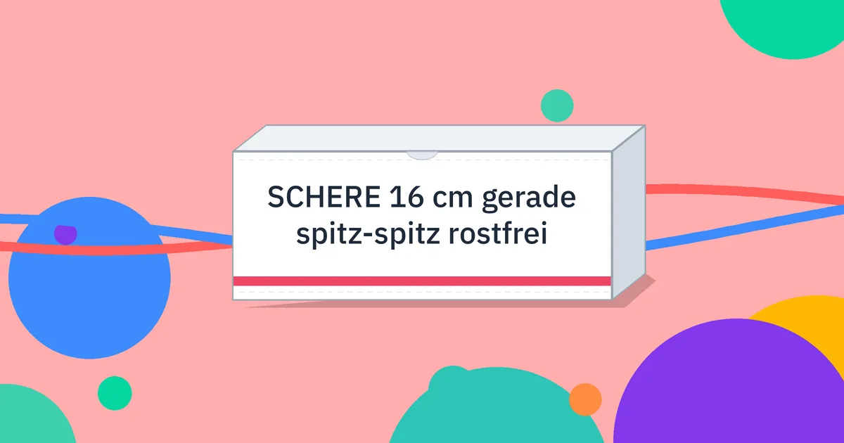 Symbolbild: Packung mit der Aufschrift SCHERE 16 cm gerade spitz-spitz rostfrei (PZN 06804998) – Verfügbarkeit und Bezug in Apotheken in Frankfurt am Main